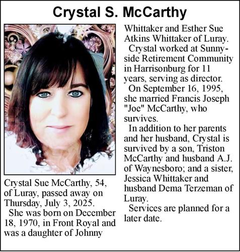 Crystal S. McCarthy | Obituaries | dnronline.com