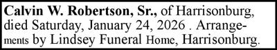 Calvin W. Robertson, Sr. | Obituaries | dnronline.com