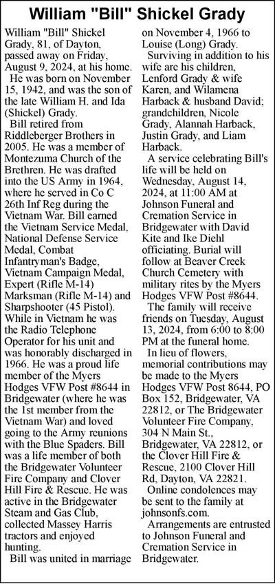 William "Bill" Shickel Grady | Obituaries | dnronline.com