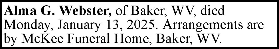 Alma G. Webster | Obituaries | dnronline.com