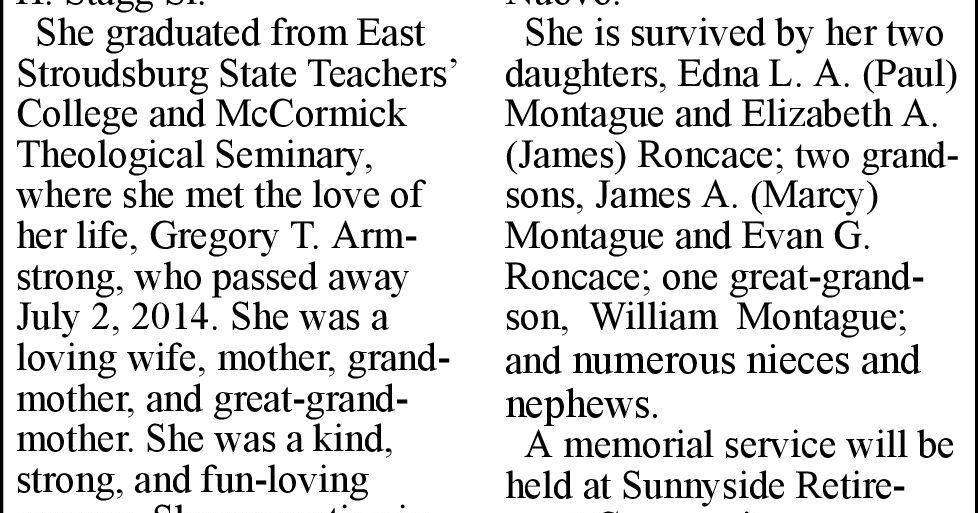Edna Louise Stagg Armstrong | Obituaries | dnronline.com