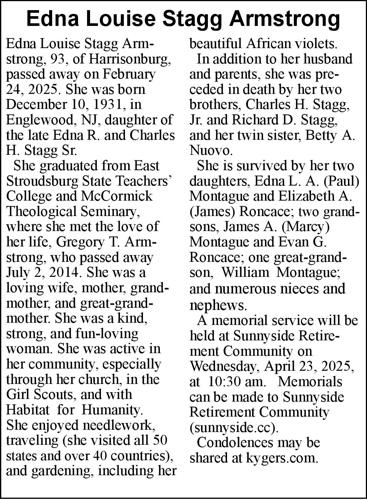 Edna Louise Stagg Armstrong | Obituaries | dnronline.com