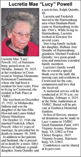 Lucretia Mae “Lucy” Powell | Obituaries | dnronline.com