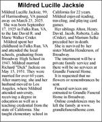 Mildred Lucille Jacksie | Obituaries | dnronline.com