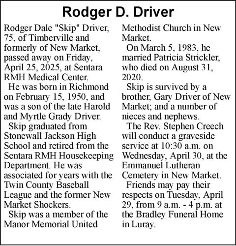 Rodger D. Driver | Obituaries | dnronline.com