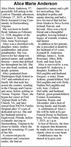 Alice Marie Anderson | Obituaries | dnronline.com