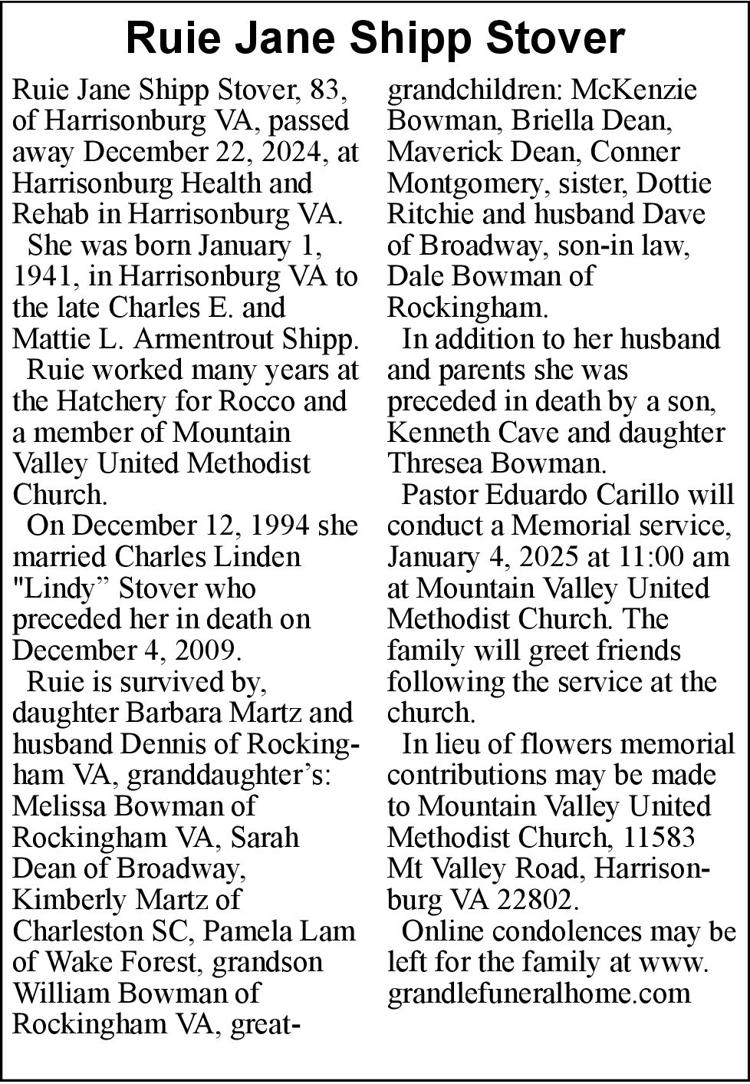 Ruie Jane Shipp Stover | Obituaries | dnronline.com