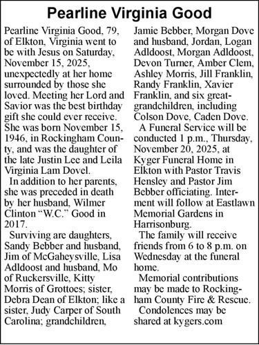 Pearline Virginia Good | Obituaries | dnronline.com