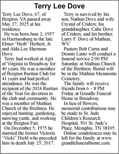Terry Lee Dove | Obituaries | dnronline.com