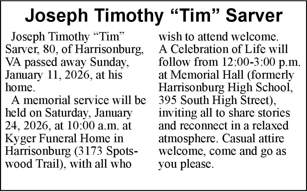 Joseph Timothy “Tim” Sarver | Obituaries | dnronline.com