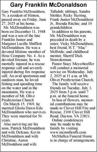 Gary Franklin McDonaldson | Obituaries | dnronline.com