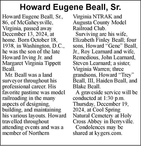 Howard Eugene Beall, Sr. | Obituaries | dnronline.com
