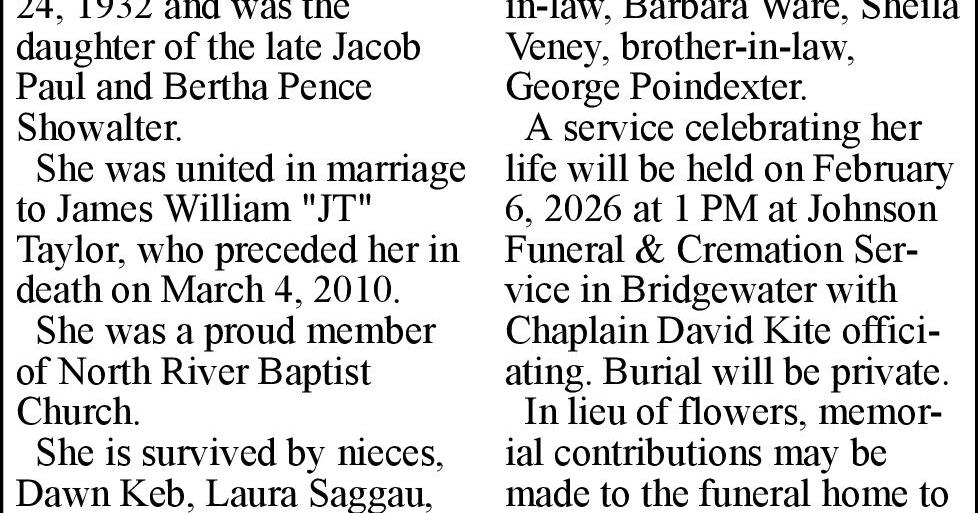 Patricia Ann (Showalter) Taylor | Obituaries | dnronline.com