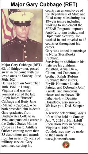 Major Gary Cubbage (RET) | Obituaries | dnronline.com