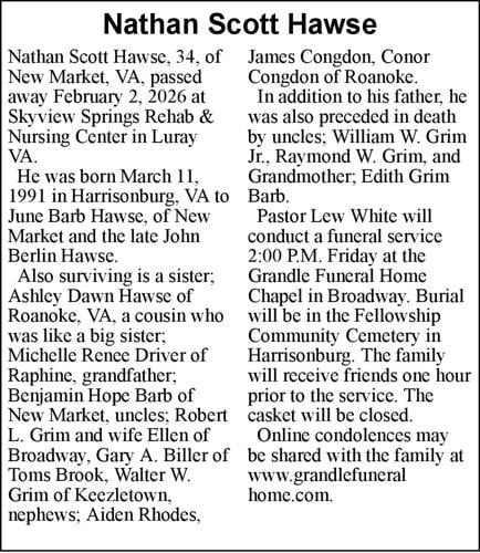 Nathan Scott Hawse | Obituaries | dnronline.com