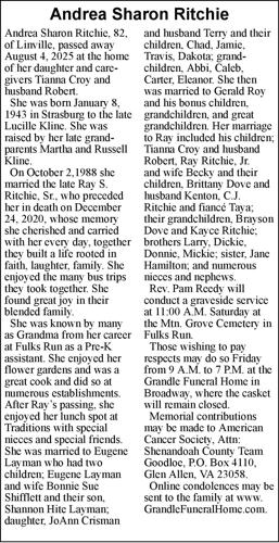 Andrea Sharon Ritchie | Obituaries | dnronline.com