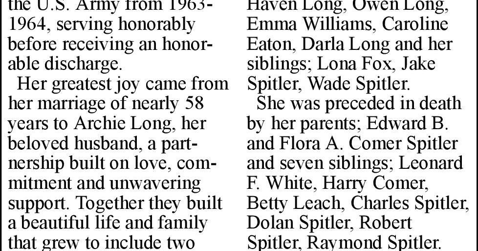 Doris June Spitler Long | Obituaries | dnronline.com