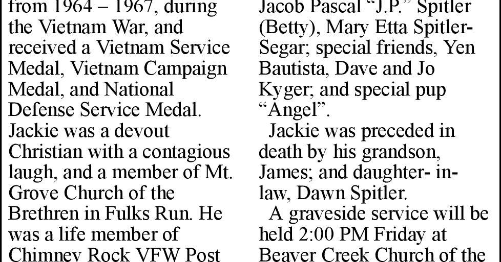 Jackie Lee Spitler | Obituaries | dnronline.com