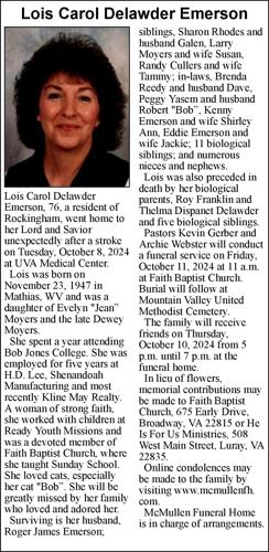 Lois Carol Delawder Emerson | Obituaries | dnronline.com