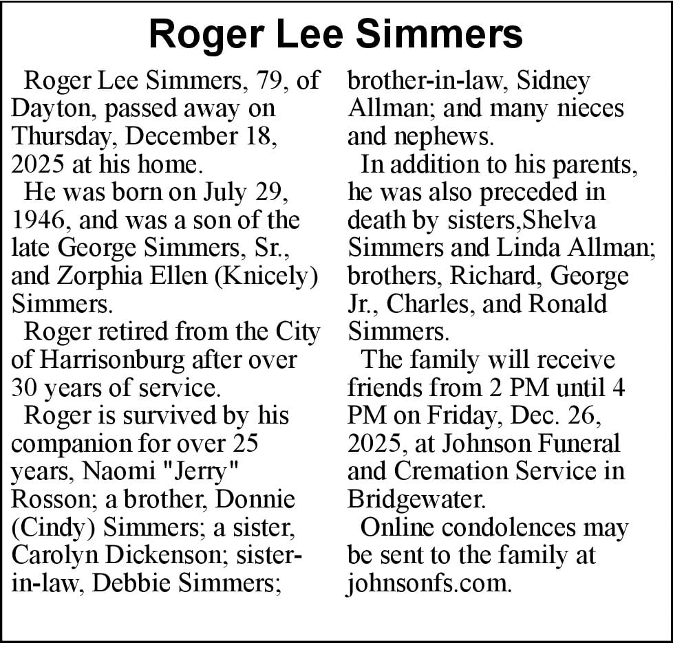 Roger Lee Simmers | Obituaries | dnronline.com