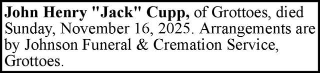John Henry "Jack" Cupp | Obituaries | dnronline.com