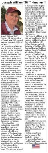 Joseph William “Bill” Hancher III | Obituaries | dnronline.com