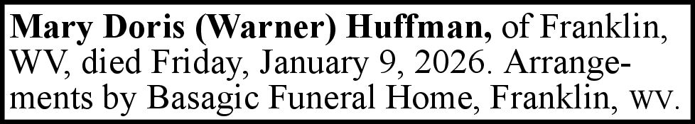 Mary Doris (Warner) Huffman | Obituaries | dnronline.com