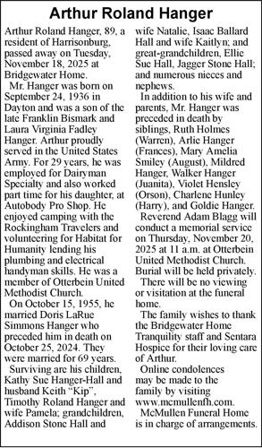 Arthur Roland Hanger | Obituaries | dnronline.com