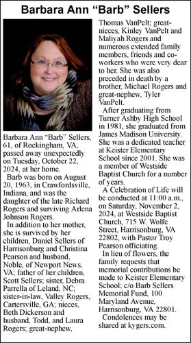 Barbara Ann “Barb” Sellers | Obituaries | dnronline.com