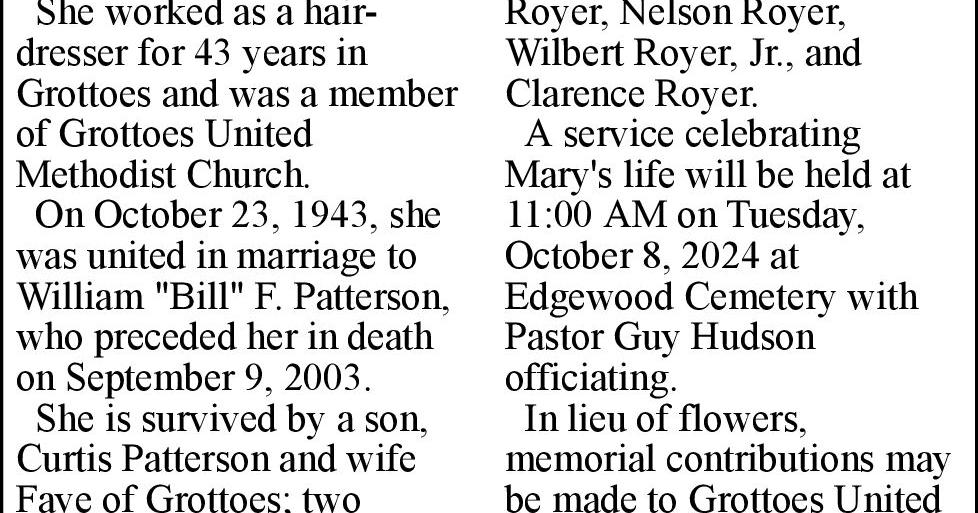 Mary Frances Patterson | Obituaries | dnronline.com