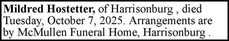 Mildred Hostetter | Obituaries | dnronline.com