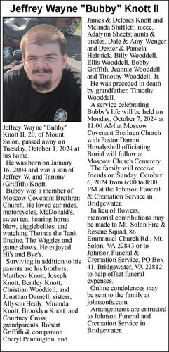 Jeffrey Wayne "Bubby" Knott II | Obituaries | dnronline.com