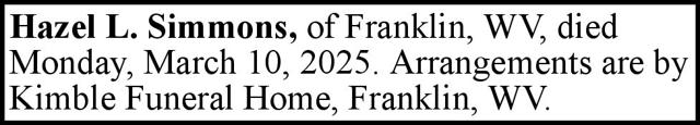 Hazel L. Simmons | Obituaries | dnronline.com