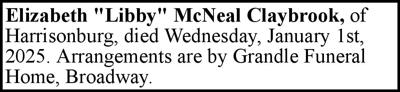 Elizabeth "Libby" McNeal Claybrook | Obituaries | dnronline.com