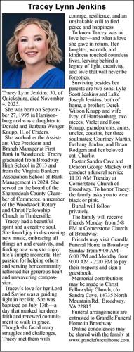 Tracey Lynn Jenkins | Obituaries | dnronline.com