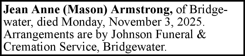 Jean Anne (Mason) Armstrong | Obituaries | dnronline.com