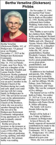 Bertha Verseline (Dickerson) Phibbs | Obituaries | dnronline.com