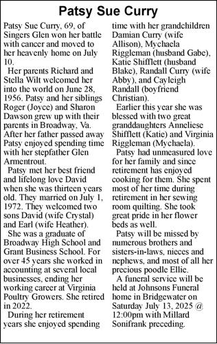 Patsy Sue Curry | Obituaries | dnronline.com