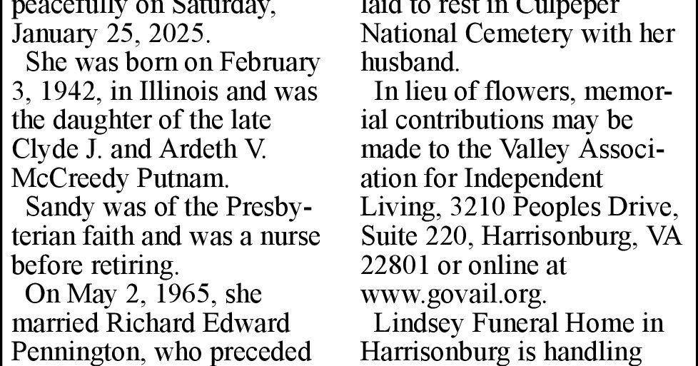 Sandra E. Pennington | Obituaries | dnronline.com