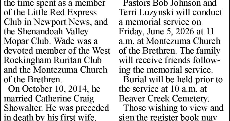 Wade Samuel Showalter | Obituaries | dnronline.com