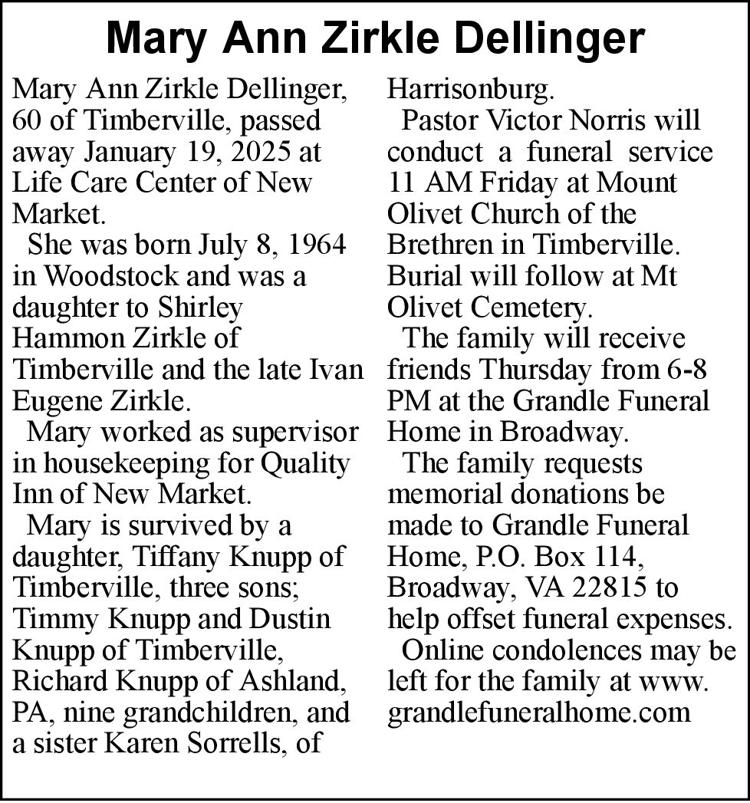 Mary Ann Zirkle Dellinger | Obituaries | dnronline.com