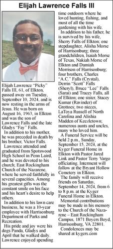Elijah Lawrence Falls III | Obituaries | dnronline.com