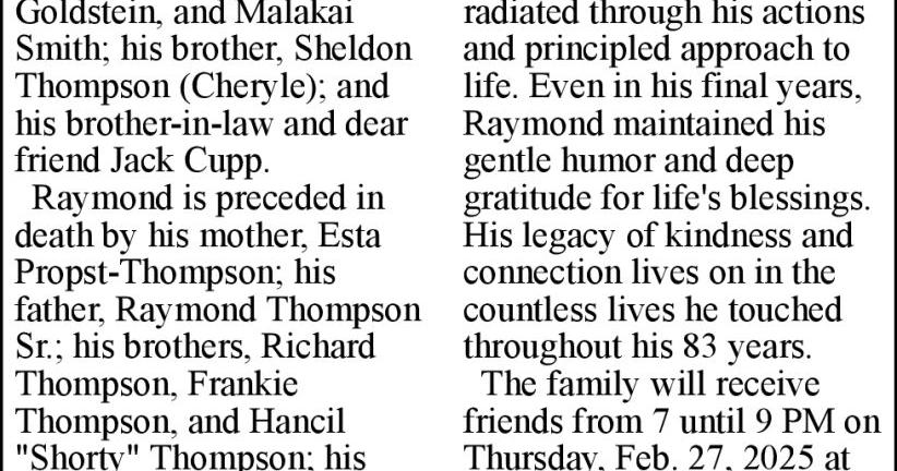 Raymond Howard Thompson Jr. | Obituaries | dnronline.com