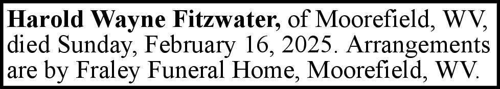 Harold Wayne Fitzwater | Obituaries | dnronline.com