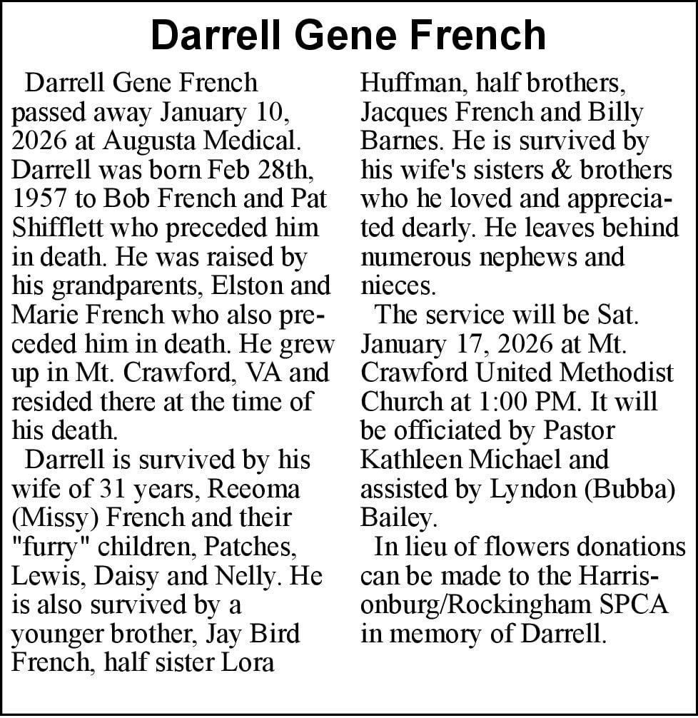 Darrell Gene French | Obituaries | dnronline.com