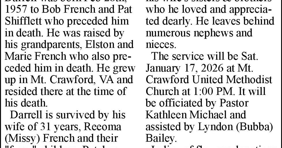 Darrell Gene French | Obituaries | dnronline.com