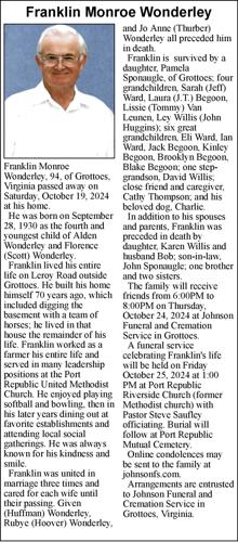 Franklin Monroe Wonderley | Obituaries | dnronline.com