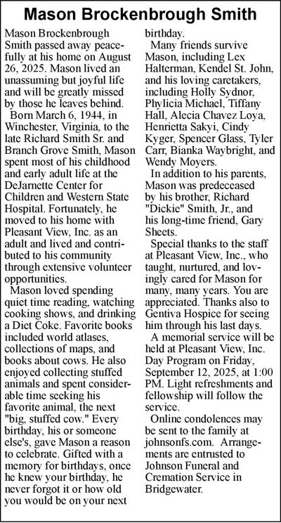 Mason Brockenbrough Smith | Obituaries | dnronline.com