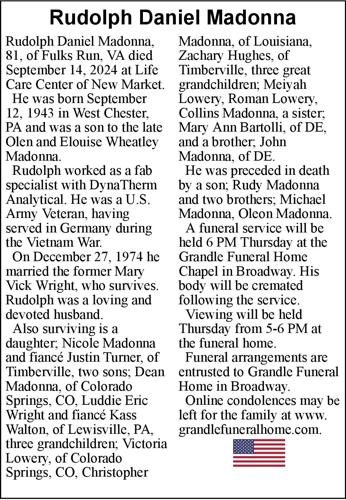 Rudolph Daniel Madonna | Obituaries | dnronline.com