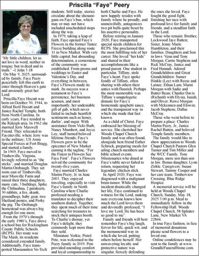 Priscilla “Faye” Peery | Obituaries | dnronline.com